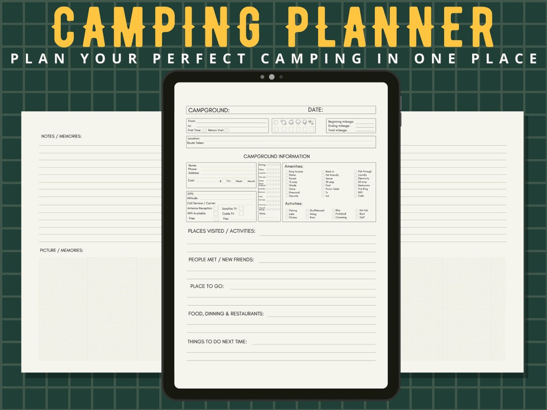 Camping Planner Camping Log Book Summer Camp Planner - Etsy