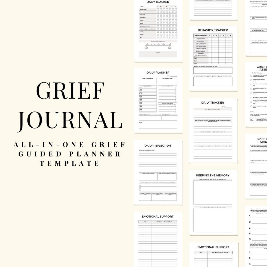 Printable Guided Grief Journal PDF, Grief Journal Prompts, Grief ...