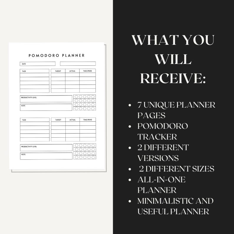 Printable Pomodoro Template, Pomodoro Log, Productivity Tracker, Study ...