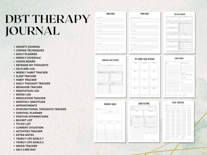 DBT Workbook, DBT Therapy Journal, DBT Skills, Therapy Worksheet ...