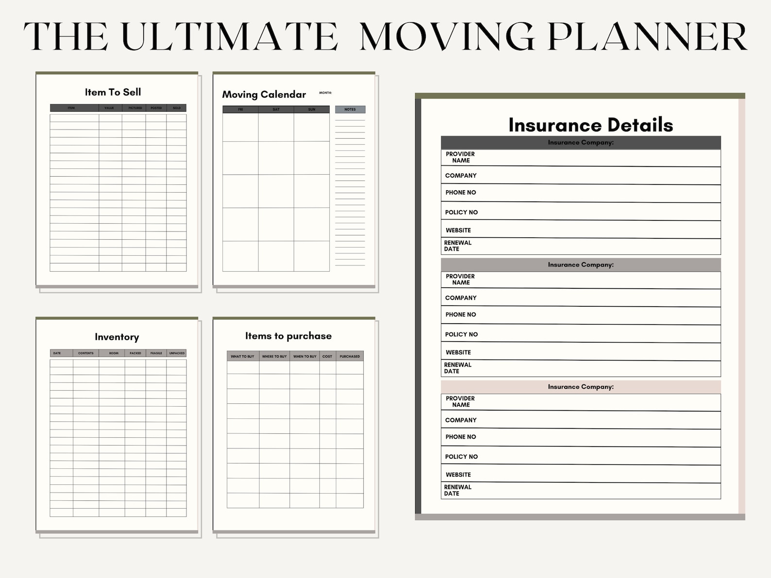 Moving Planner, Moving Checklist, Moving Binder, Moving Gift, Moving ...