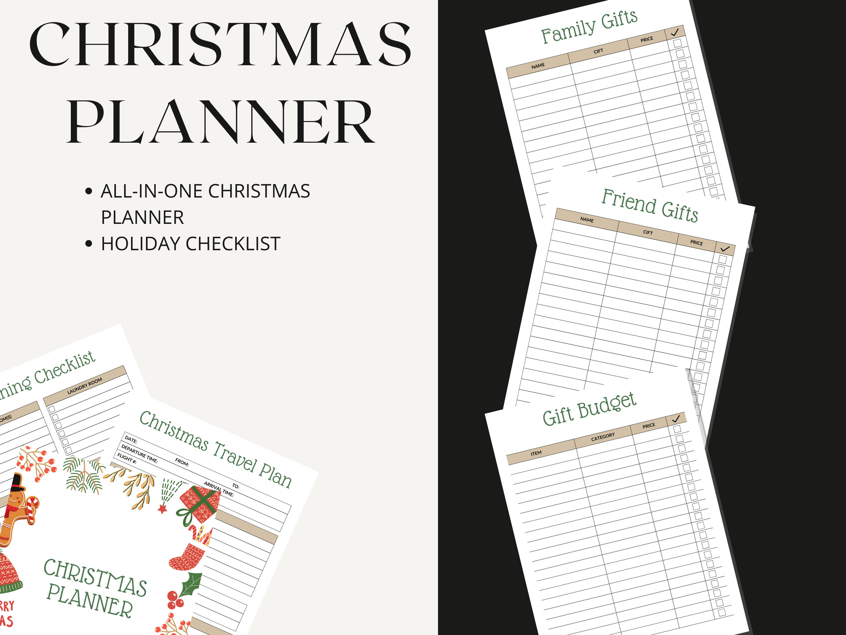 Christmas Planner Printable, Holiday Planner, Gift Budget Planner, Xmas ...