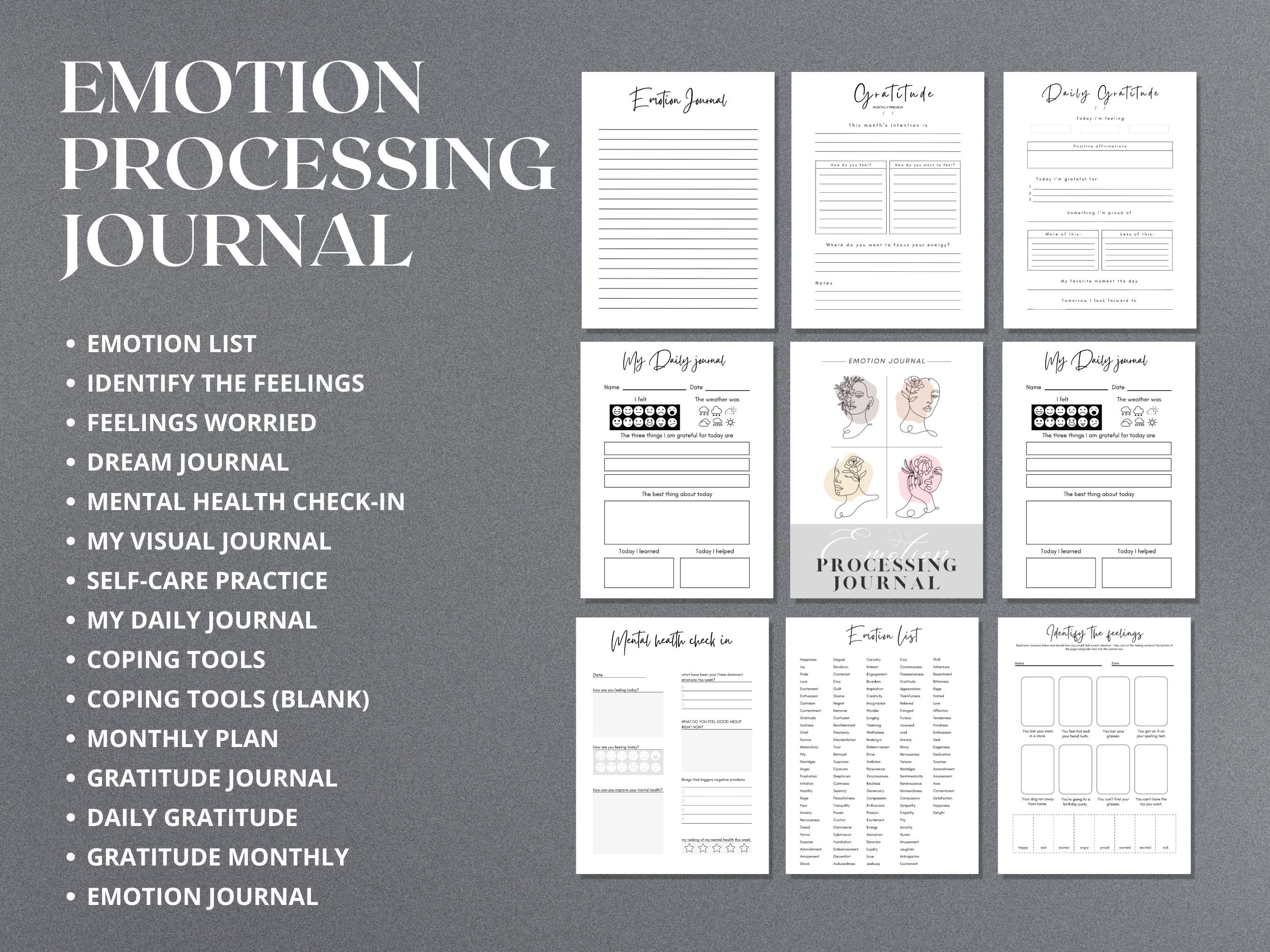 Emotion Processing Worksheets, Emotion List, Mental Health Printable ...