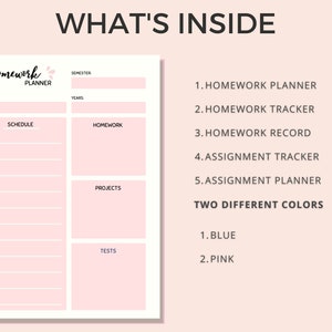 Homework Tracker, Homework Planner Printable, Assignment Planner ...