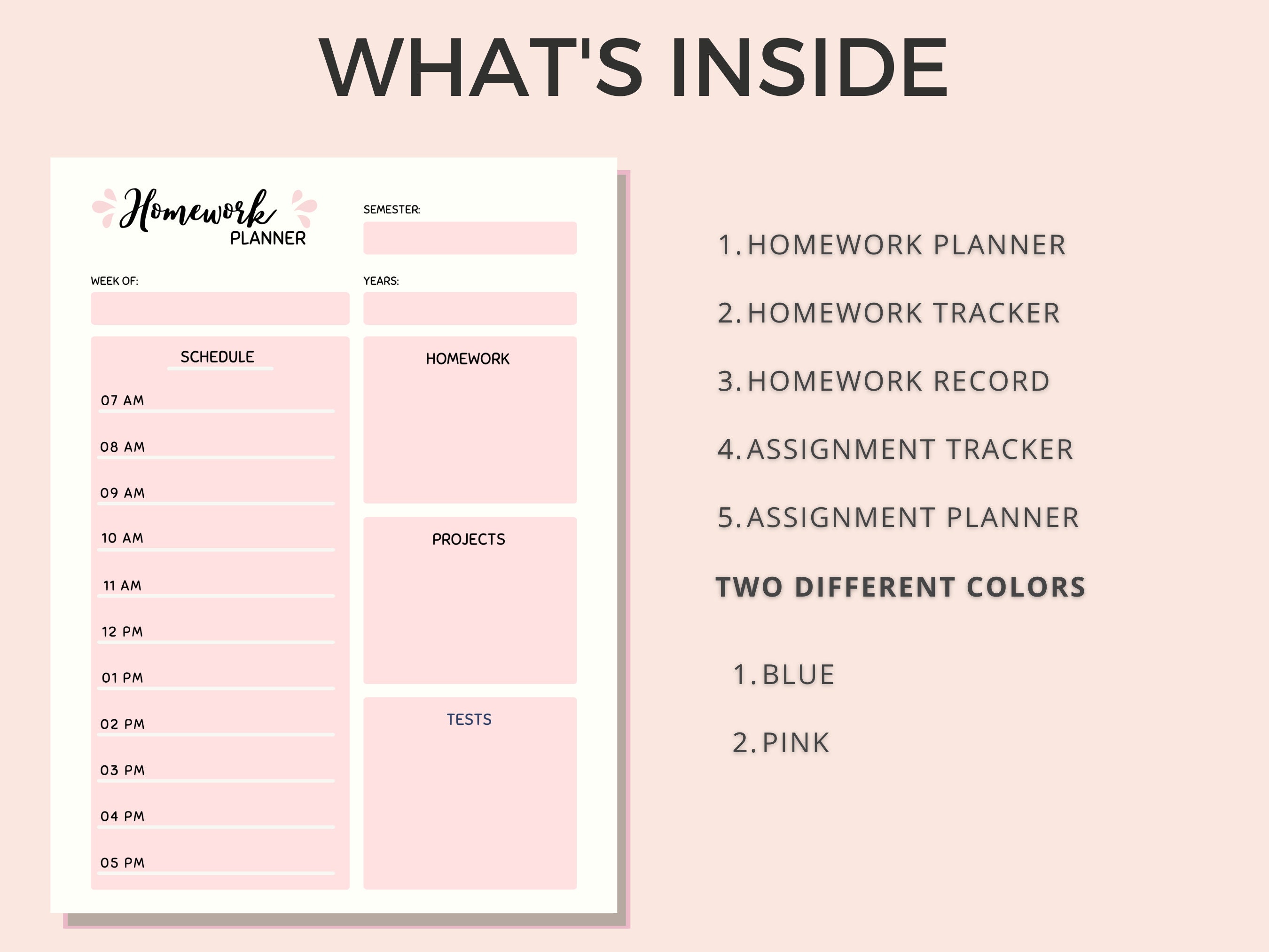 Homework Tracker, Homework Planner Printable, Assignment Planner ...