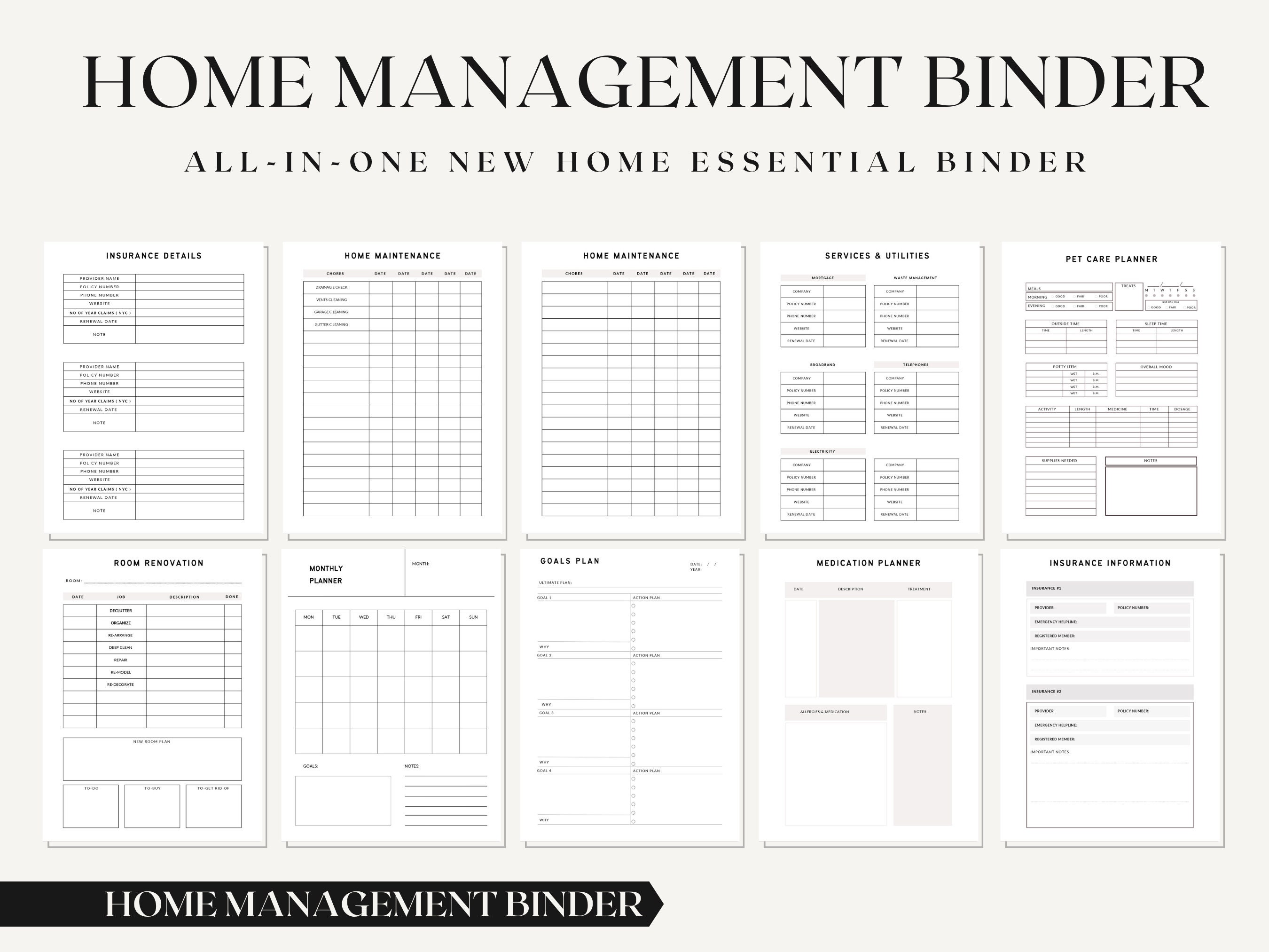 Household Organization Binder Printables Essential Home Management