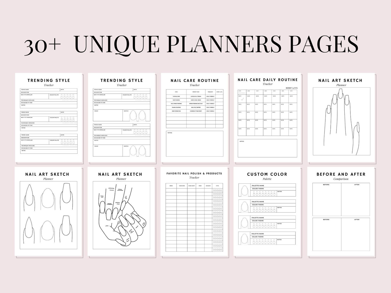 Nail Art Planner, Nail Care Planner, Nail Planner, Nail Art Idea, Nail ...