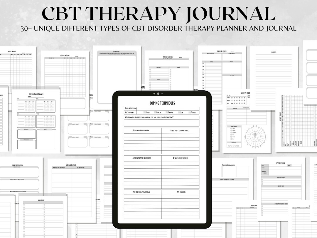 CBT Anxiety Journal Printable, CBT Activity Book, Therapy Worksheets ...