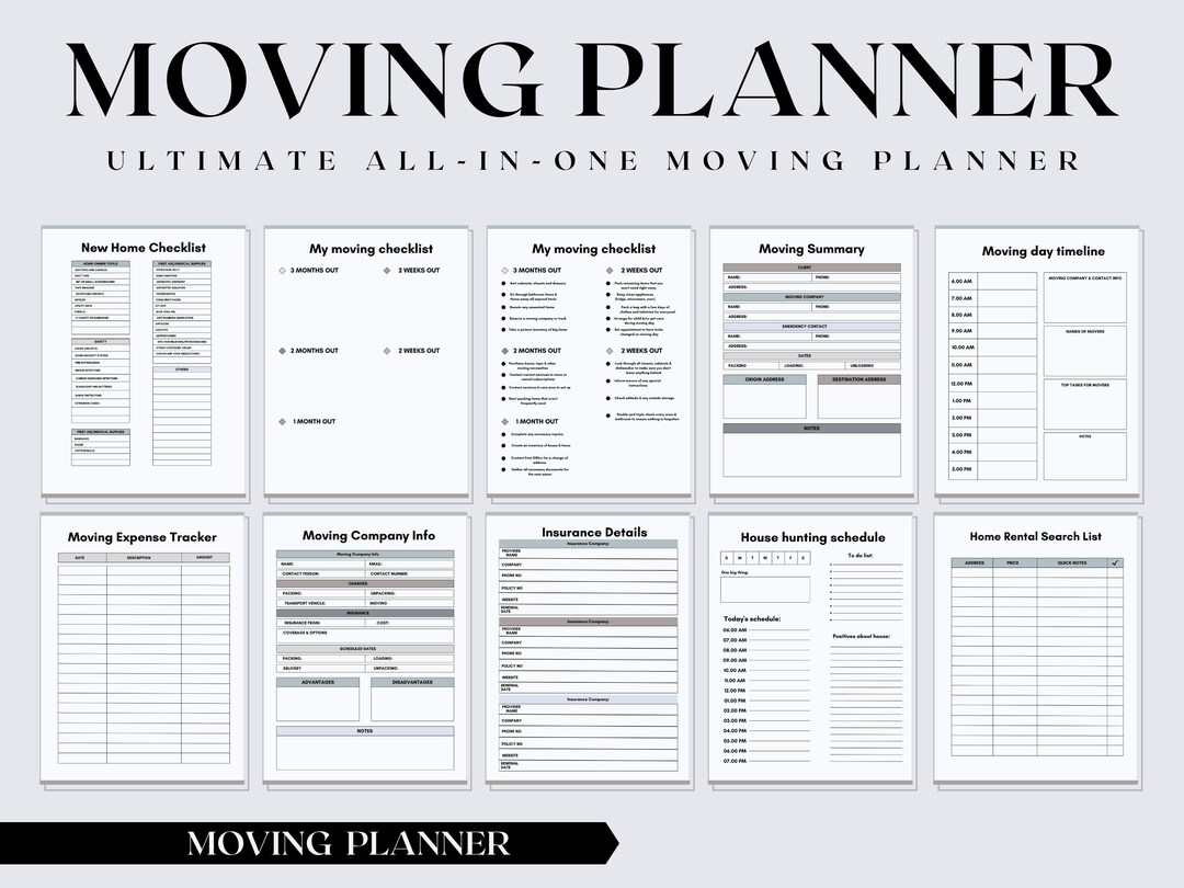 Moving Planner, Moving Checklist, Moving Binder, Moving Gift, Moving ...