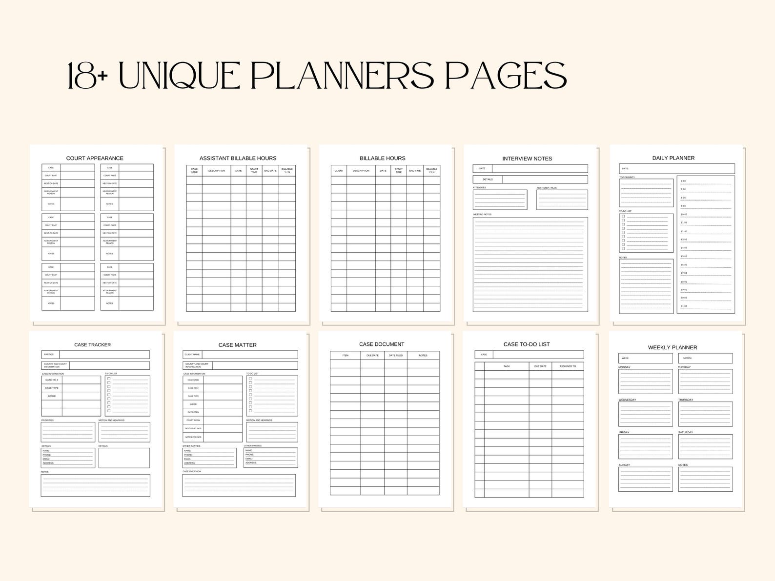 Lawyer Planner, Lawyer Organizer, Paralegal Case Tracker, Legal Tracker ...