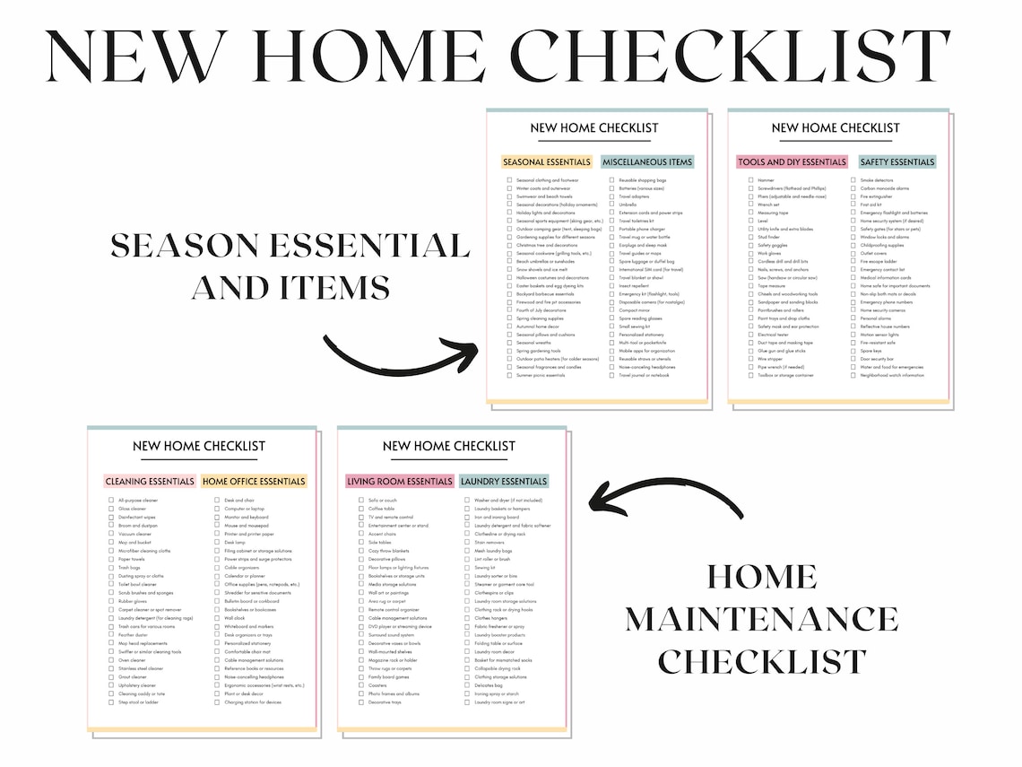 New Home Essentials Checklist New Home Checklist Home - Etsy
