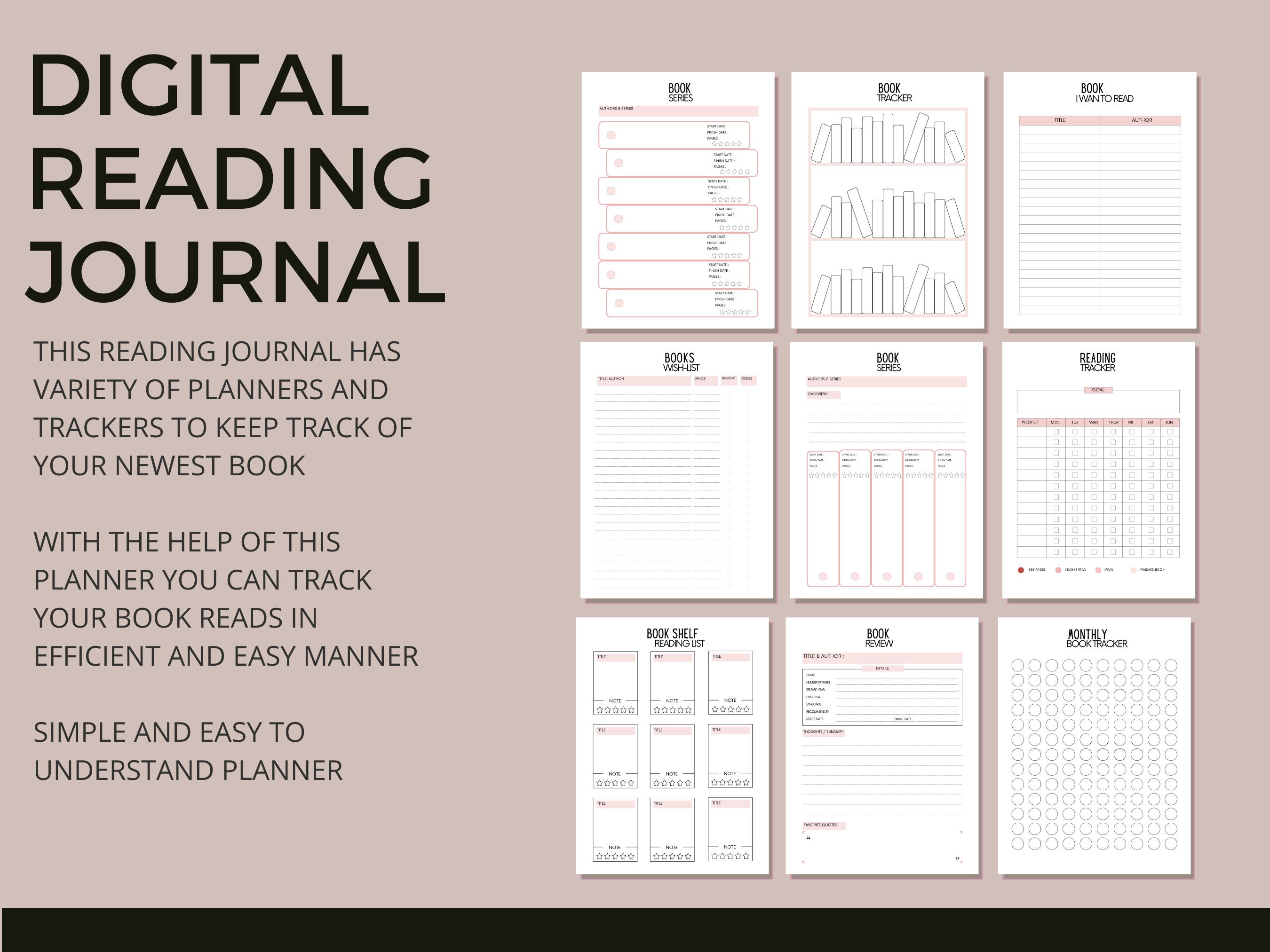 Digital Reading Journal, Digital Reading Planner, Reading Tracker, Reading Journal, Book Reviews ...