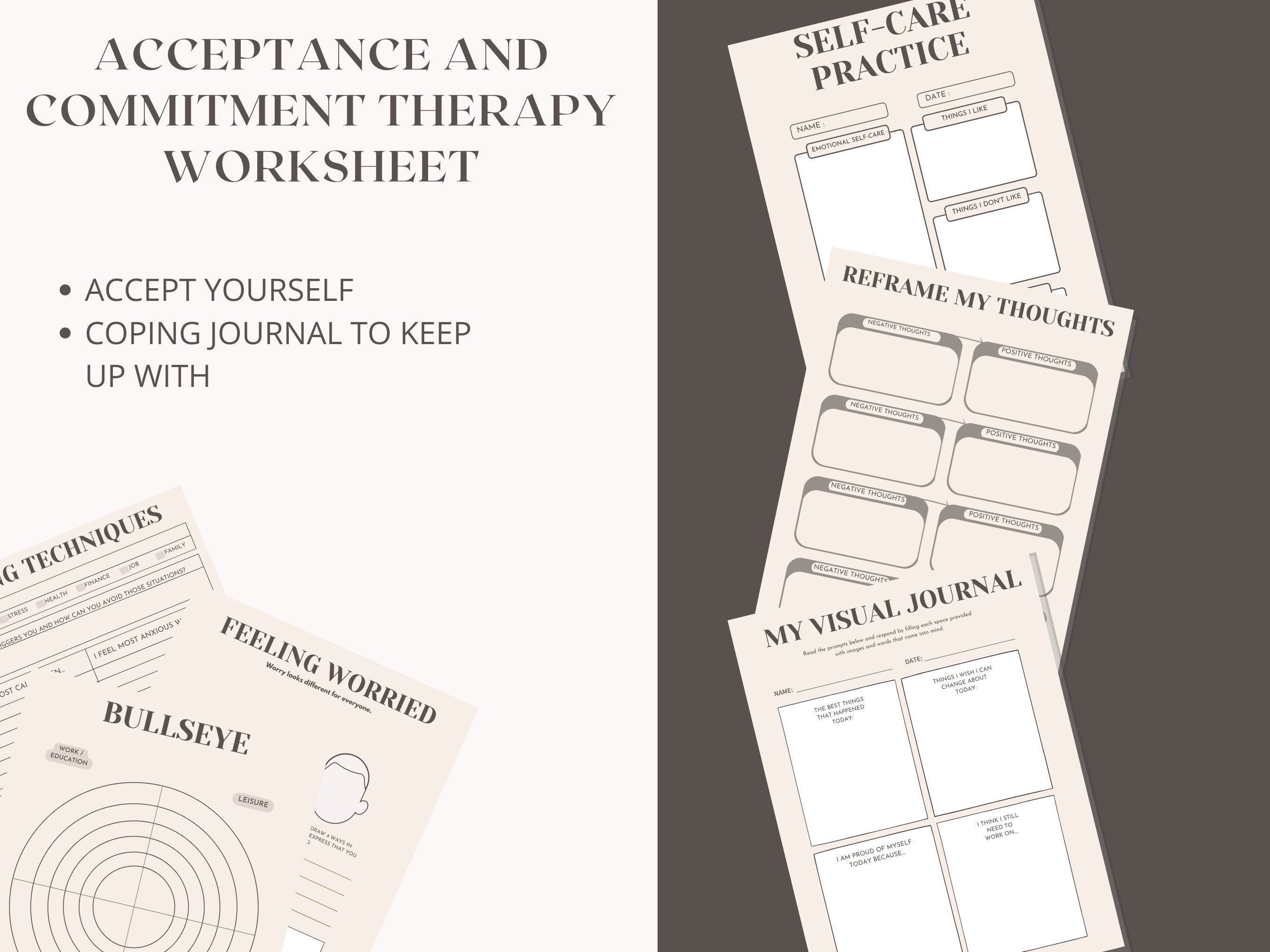 Printable Acceptance Therapy Worksheets - Mindfulness, DBT, and ACT ...