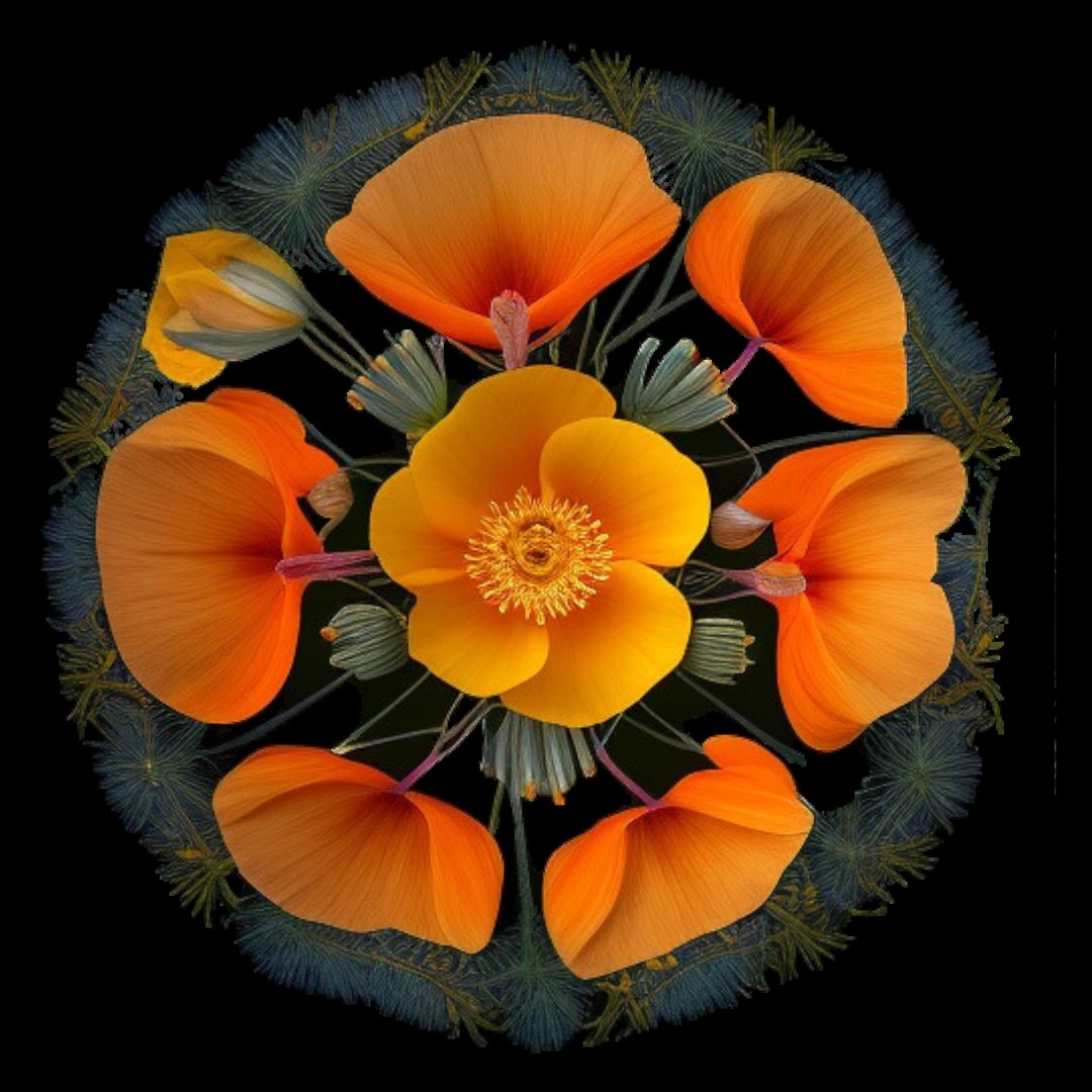 Poppy Mandala Clip Art Png Format Etsy