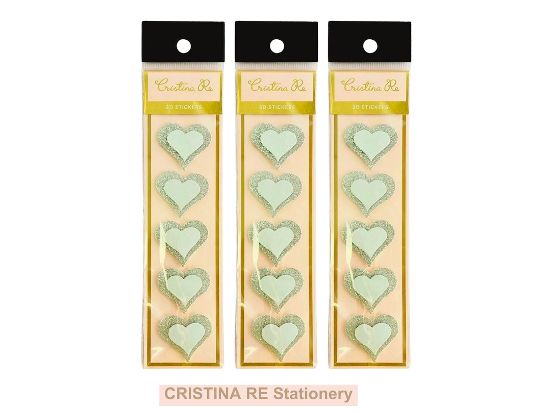 Silver 3D Heart Sticker 5 Pack Cristina Re Sticker Card Making - Etsy ...