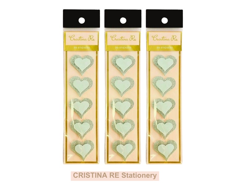 Silver 3D Heart Sticker 5 Pack Cristina Re Sticker Card Making ...