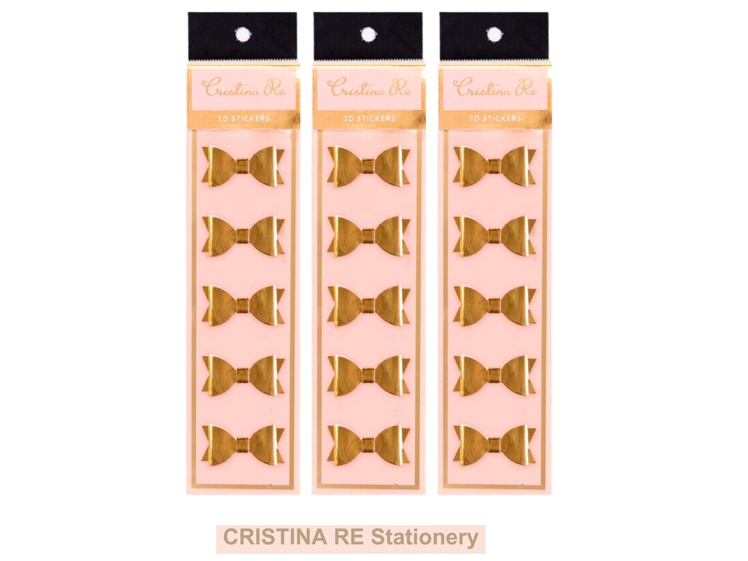 Gold Bow 3D Stickers 5 Pack Cristina Re DIY Stationery Card Making ...