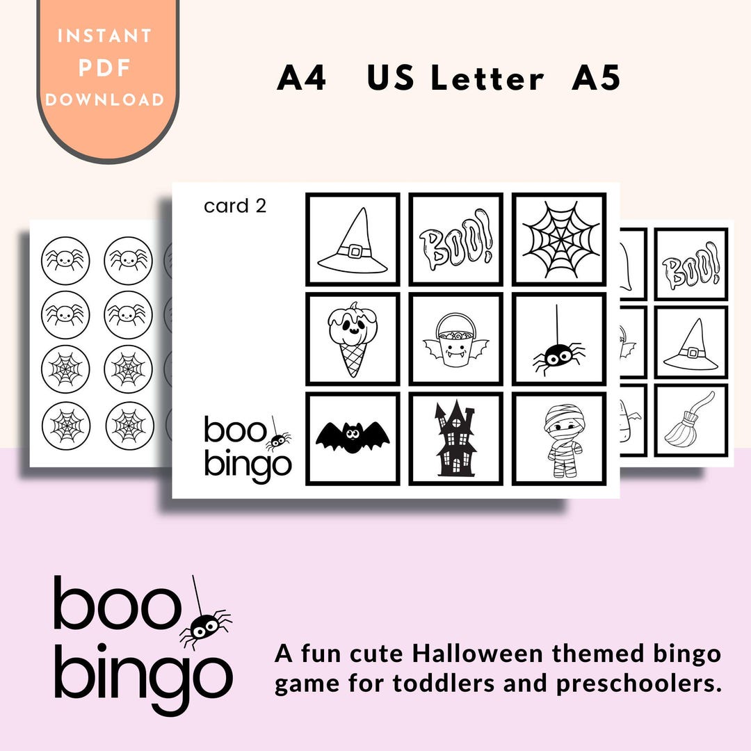 Halloween Printable Bingo Game, Toddler Halloween Activity, Printable ...