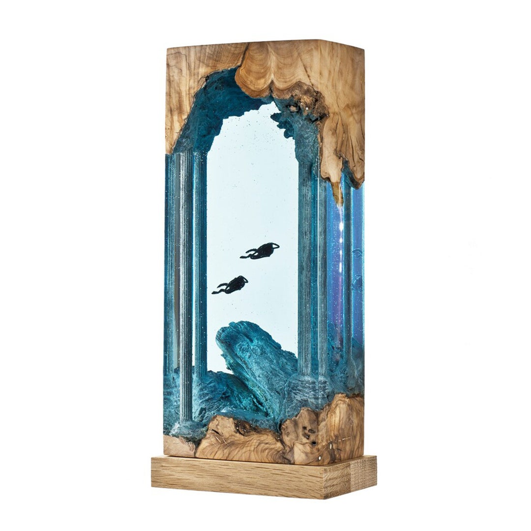 Diver Resin Wood Lamp Scuba Lamp Ocean Theme Decor Ocean - Etsy