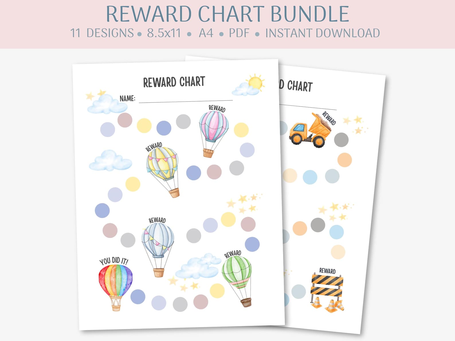 Kids Reward Charts Bundle | 11 Themes, Potty Training, Chores (digital ...