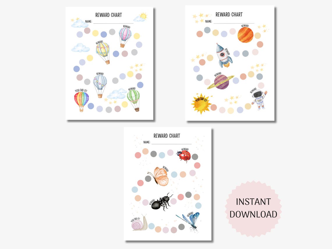 Kids Reward Charts Bundle | 11 Themes, Potty Training, Chores (digital ...