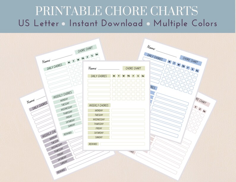 Modern Weekly Chore Chart Printable Instant Download Kids, Family ... Modern Weekly Chore Chart Printable Instant Download Kids, Family ...