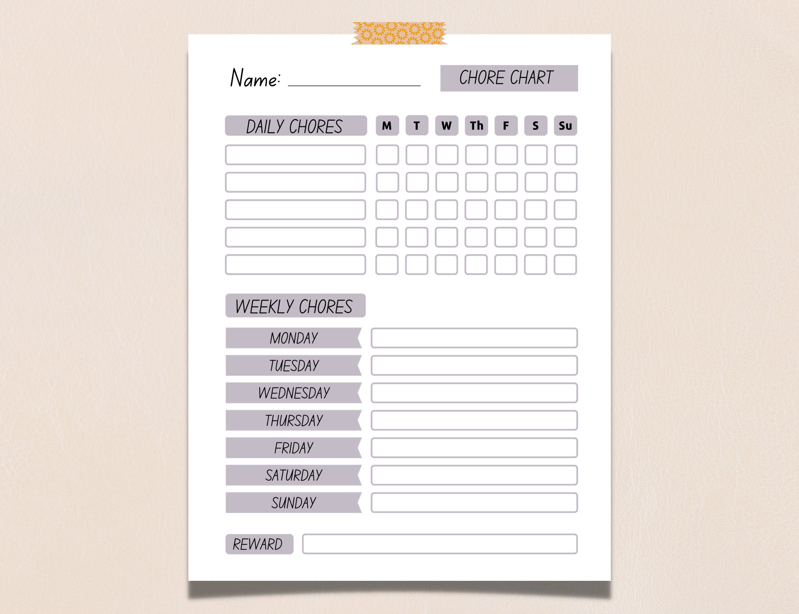 Modern Weekly Chore Chart Printable - Instant Download - Kids, Family ...