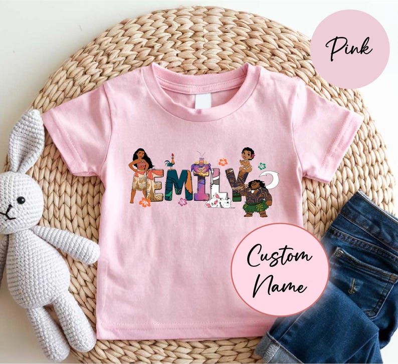 Custom Name Moana Birthday Kids T-shirt, Personalized Disney Maui Hei ...