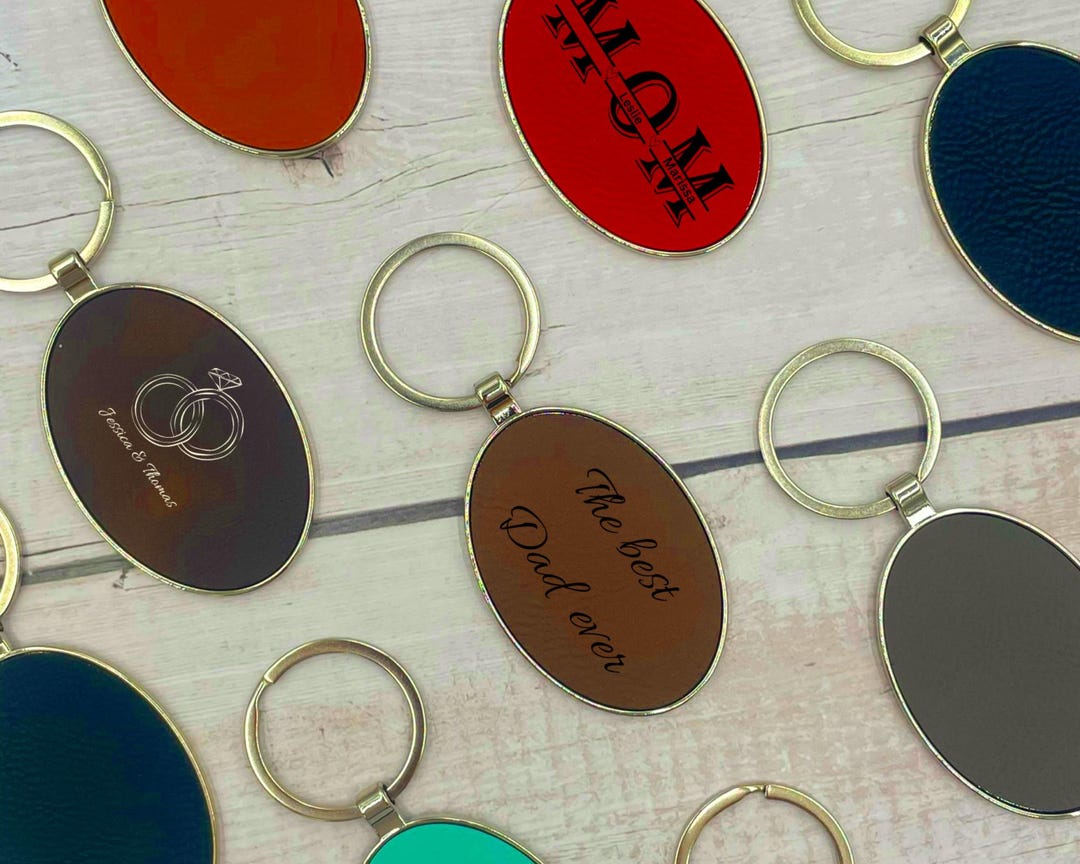 Round Keychain,personalized Leather, With Keyring Attached, Key Fob ...