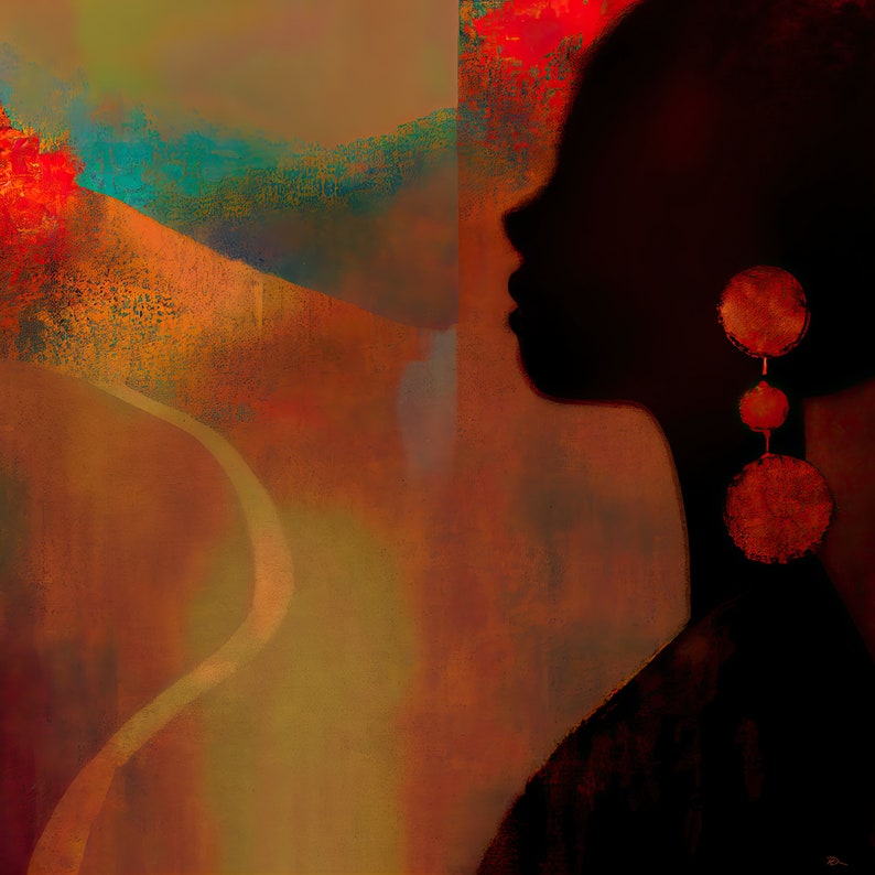 Black Feminist Abstract Original Fine Art Print, Statement Piece Large ...