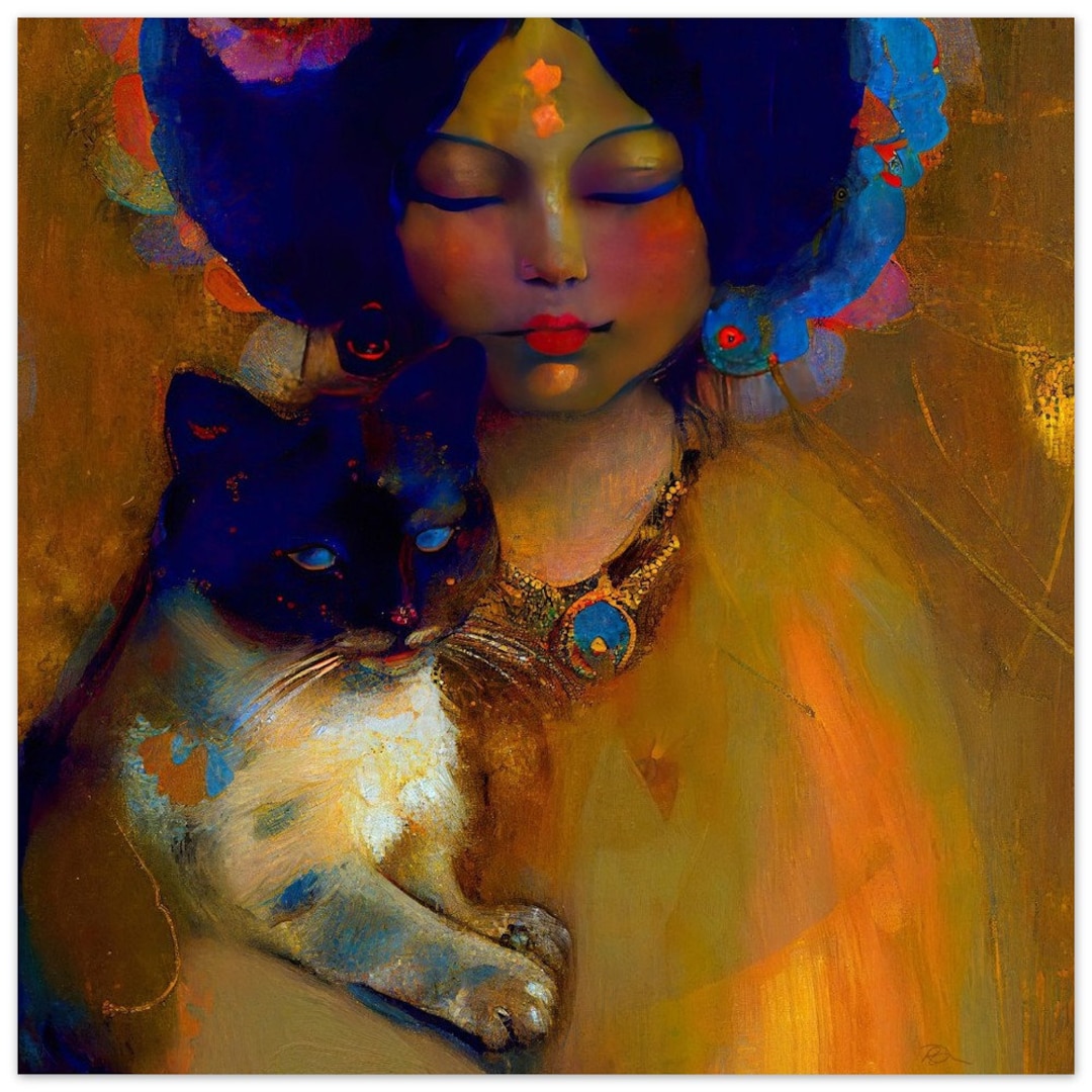 Blue Eyed Siamese Cat Lady | Sumptuous Art Gift for Feline Lovers, Pet ...