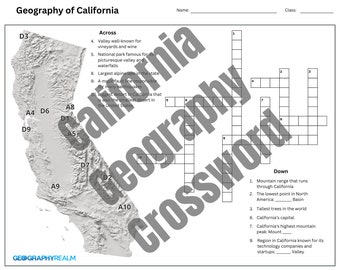 Texas Geography Crossword Puzzle for Grades 3-5 (digital Download With ...
