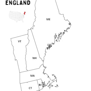 New England Geography Printables: Outline Maps, Word Search, and ...