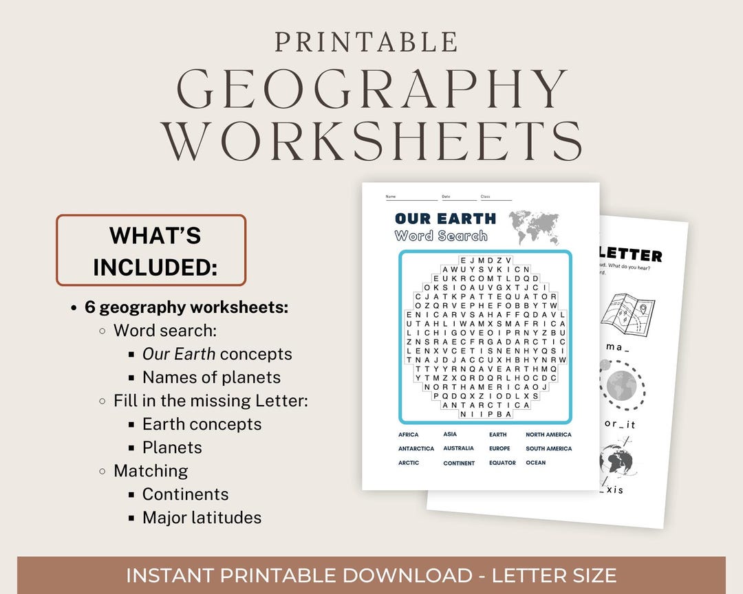 Printable Basic Geography Worksheets: Earth Concepts, Planets, and ...