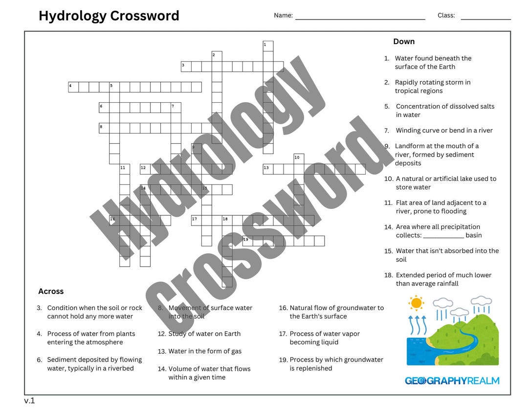Hydrology Crossword Puzzles - Etsy