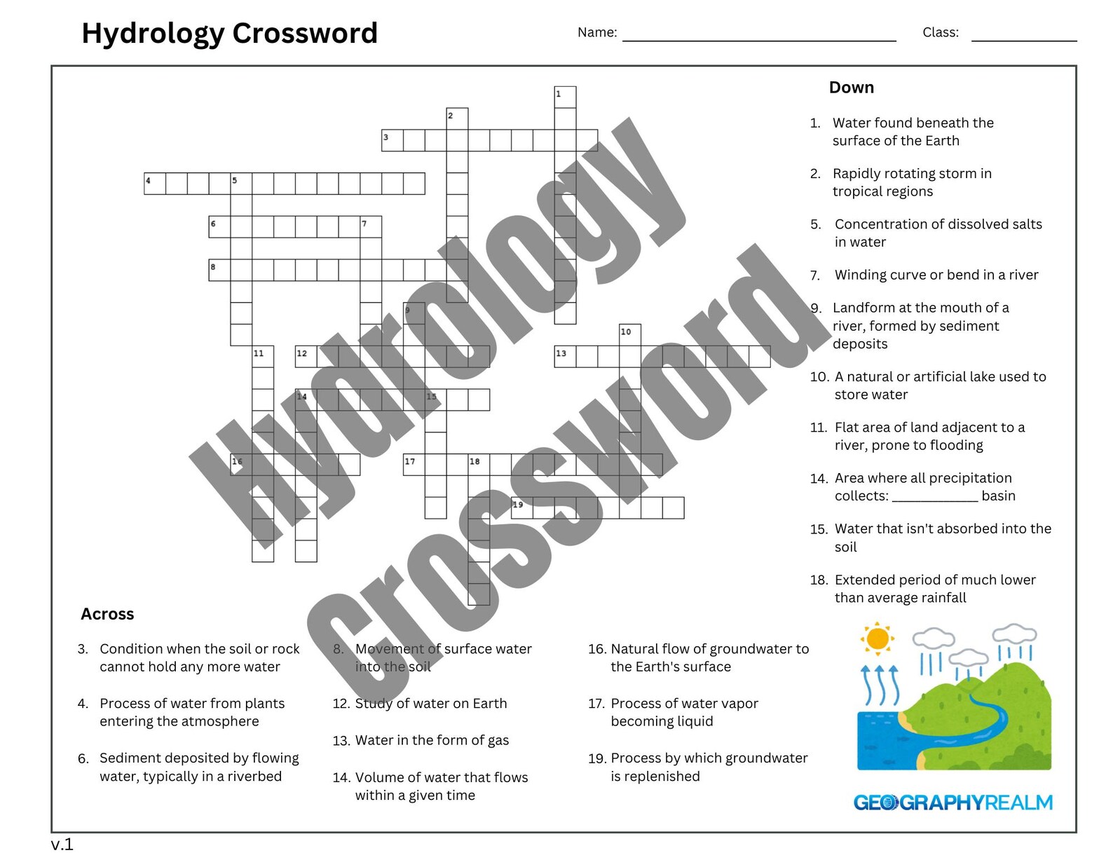 Hydrology Crossword Puzzles - Etsy