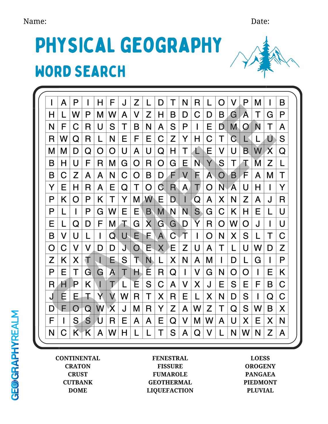 Physical Geography Word Search Puzzles - Five Games and Answer Sheets ...