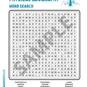 Physical Geography Word Search Puzzles - Five Games and Answer Sheets ...