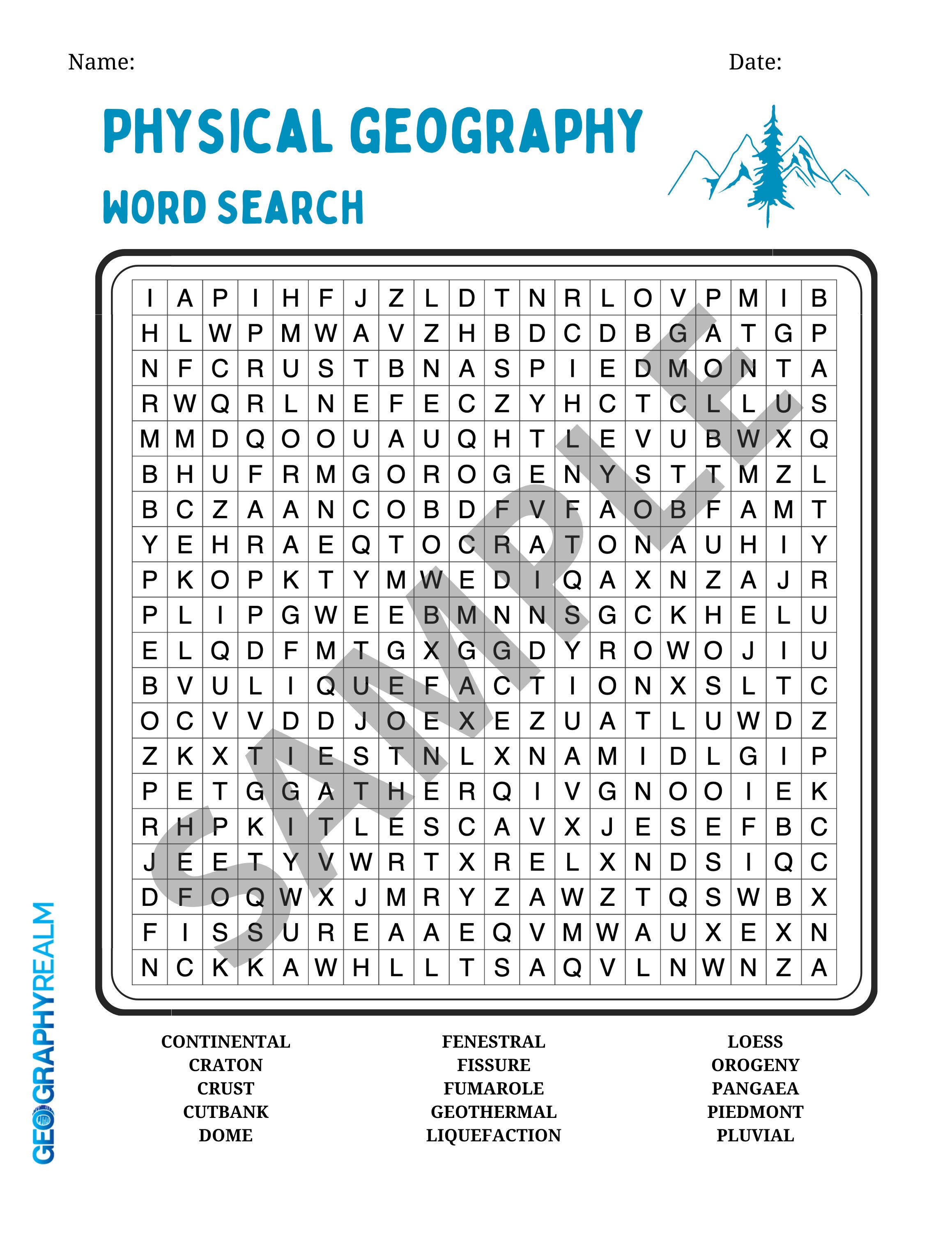 Physical Geography Word Search Puzzles - Five Games and Answer Sheets ...