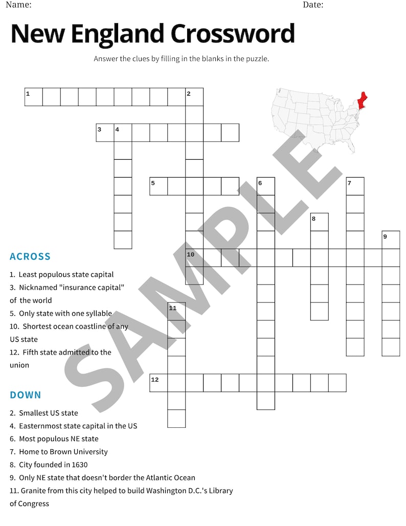 New England Geography Printables: Outline Maps, Word Search, and ...