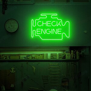Check Engine Light Neon Sign, Check Engine Neon Sign, Man Cave Neon ...