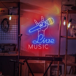 Live Music Neon Sign, Party Neon, Studio Lights, Neon Light Sign, DJ ...