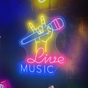 Live Music Neon Sign, Party Neon, Studio Lights, Neon Light Sign, DJ ...