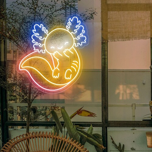 Axolotl Neon Sign Hologram Light Kawaii Decor Customizable - Etsy