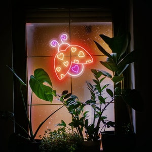 Lady Bug LED Neon Sign, Custom Neon, Neon Light, Ladybug Love Dot Neon ...