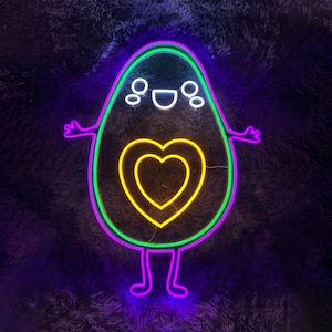 Cute Avo Cuddle Neon Sign, Avocado Neon Light, Valentine's Day Neon ...