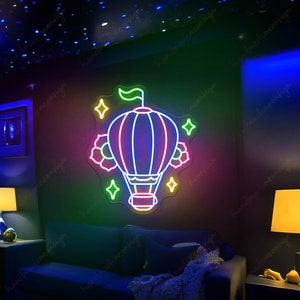 Hot Air Balloon Neon Sign, Magic Hot Air Balloon Light, Adventurous ...