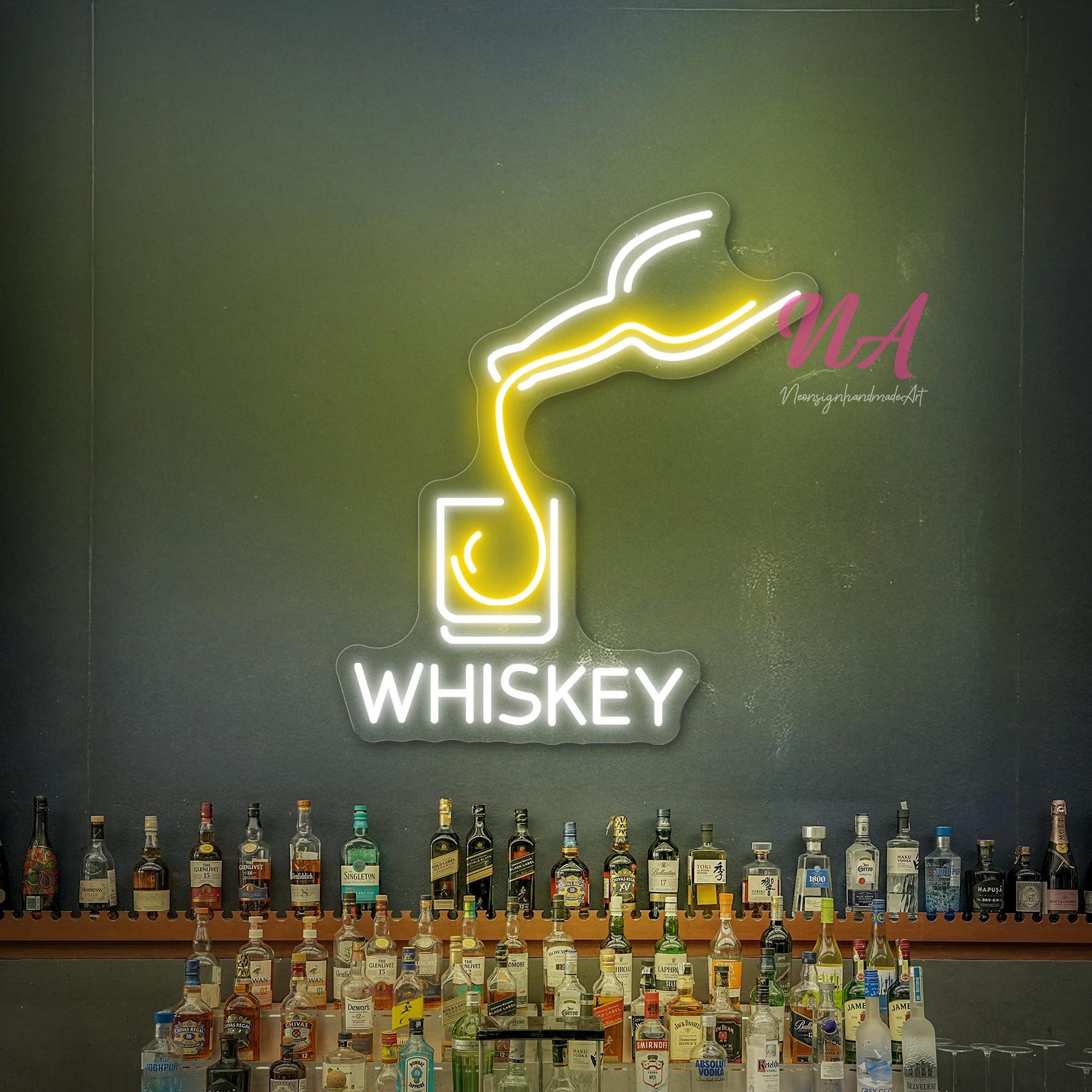 Whiskey Glass Neon Sign: Bar Decor, Whiskey Lover Gift - Etsy