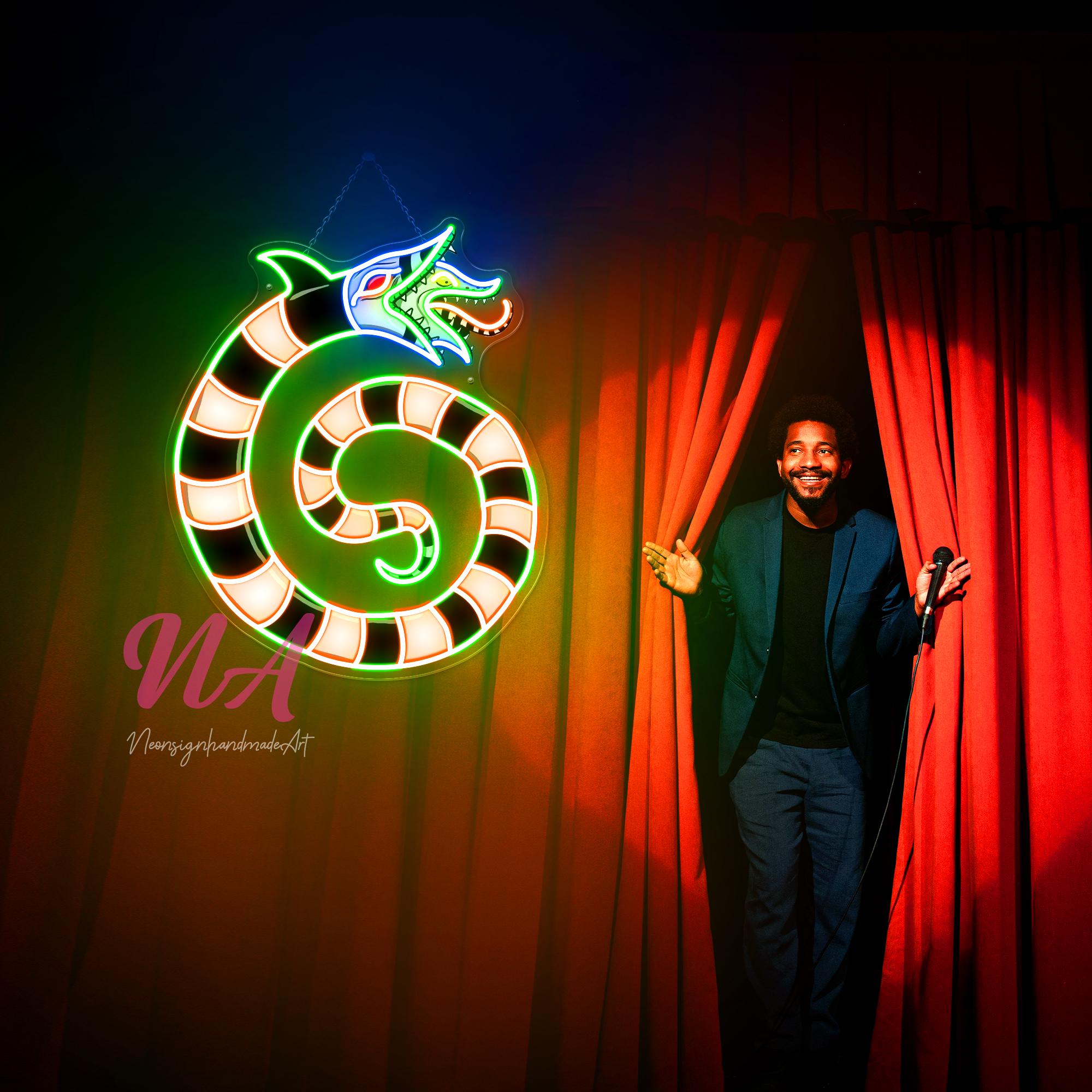 Coiling Sandworm Neon Sign It's Showtime Neon Sign Beetlejuice Neon ...