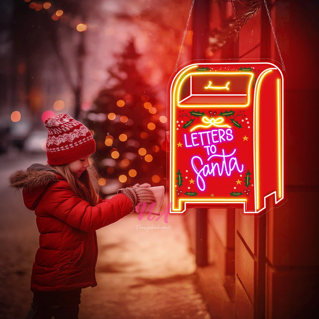 Letters to Santa Neon Sign: Christmas Mailbox Decor - Etsy